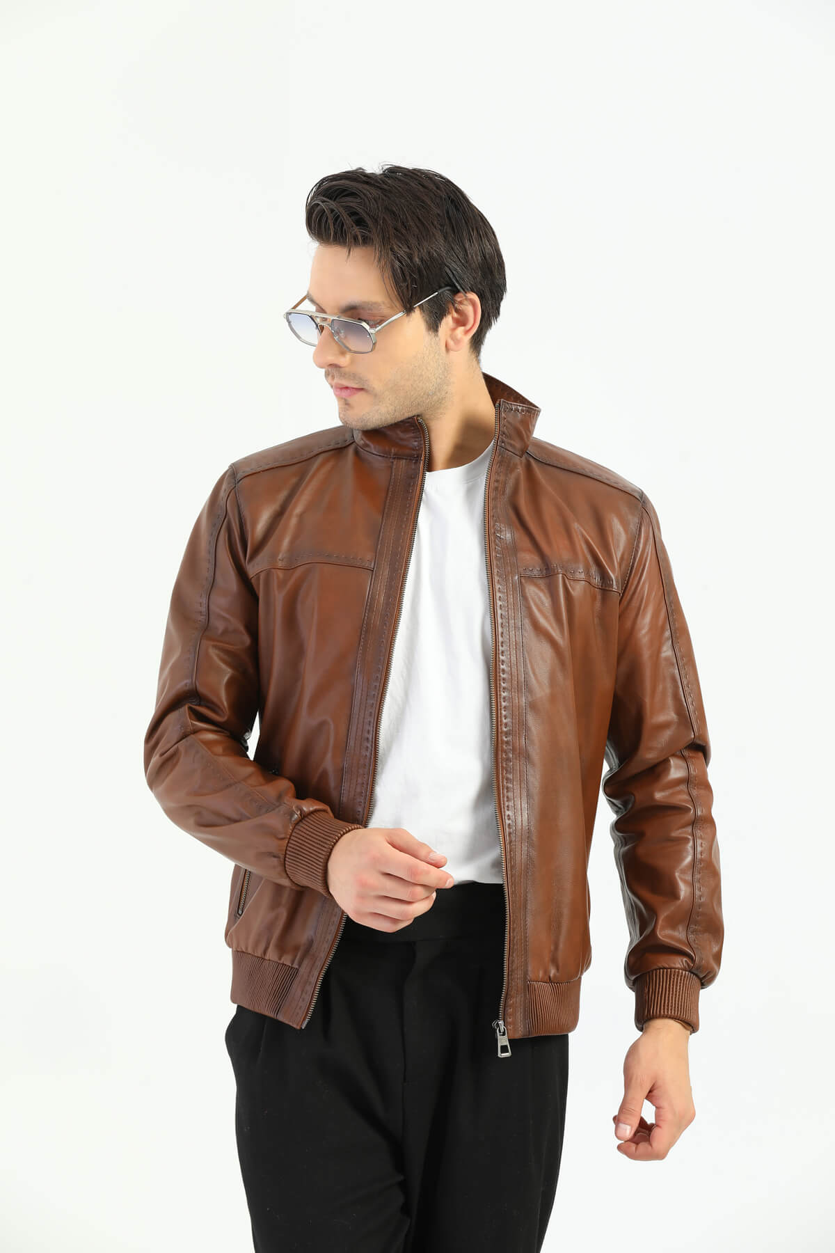 Men's Stylish Brown Leather Jacket by Ace Ruslin – Shop for UK & Pakistan – Ace Cart